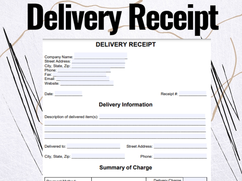 Delivery Receipt -delivery Receipt Form - Delivery Receipt Template -MS ...