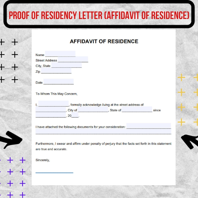 Proof of Residency Letter - Etsy
