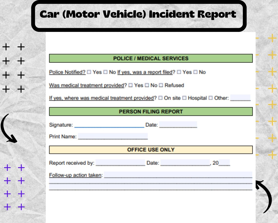 Vehicle Incident Report - Vehicle Incident Report Forms - Car (motor ...