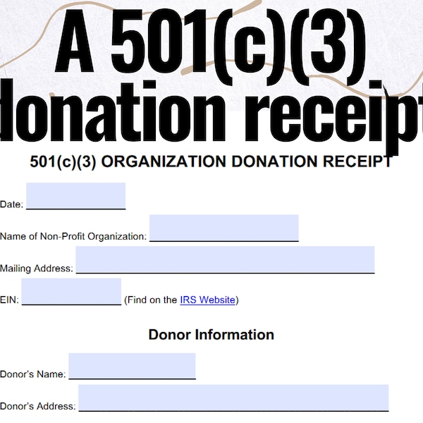501c3 Donation Receipt - Etsy