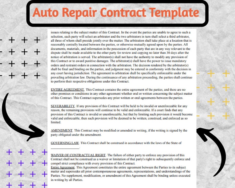 Auto Repair Contract , Auto Repair Forms , Vehicle Repair Contract ...