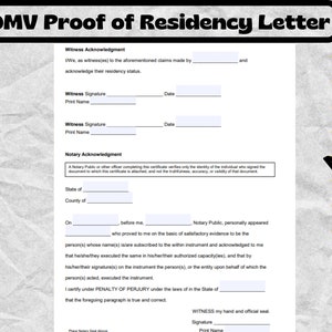 DMV Proof of Residency Letter, DMV Proof of Residency Letter Form, DMV ...