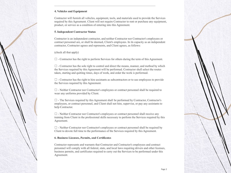 Truck Driver Contract Form - Truck Driver Independent Contractor ...