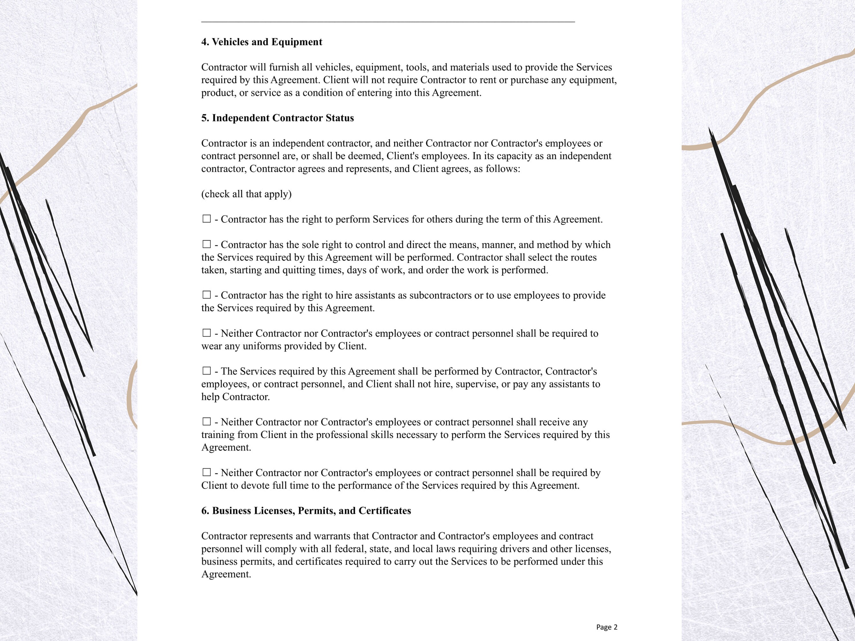 Truck Driver Contract Form - Truck Driver Independent Contractor ...