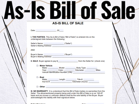As-is Bill of Sale As-is Bill of Sale Forms As-is Bill of - Etsy Finland