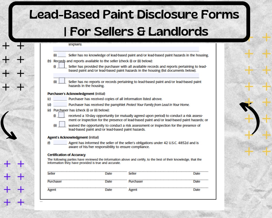 Lead-based Paint Disclosure Forms - for Sellers & Landlords - Etsy