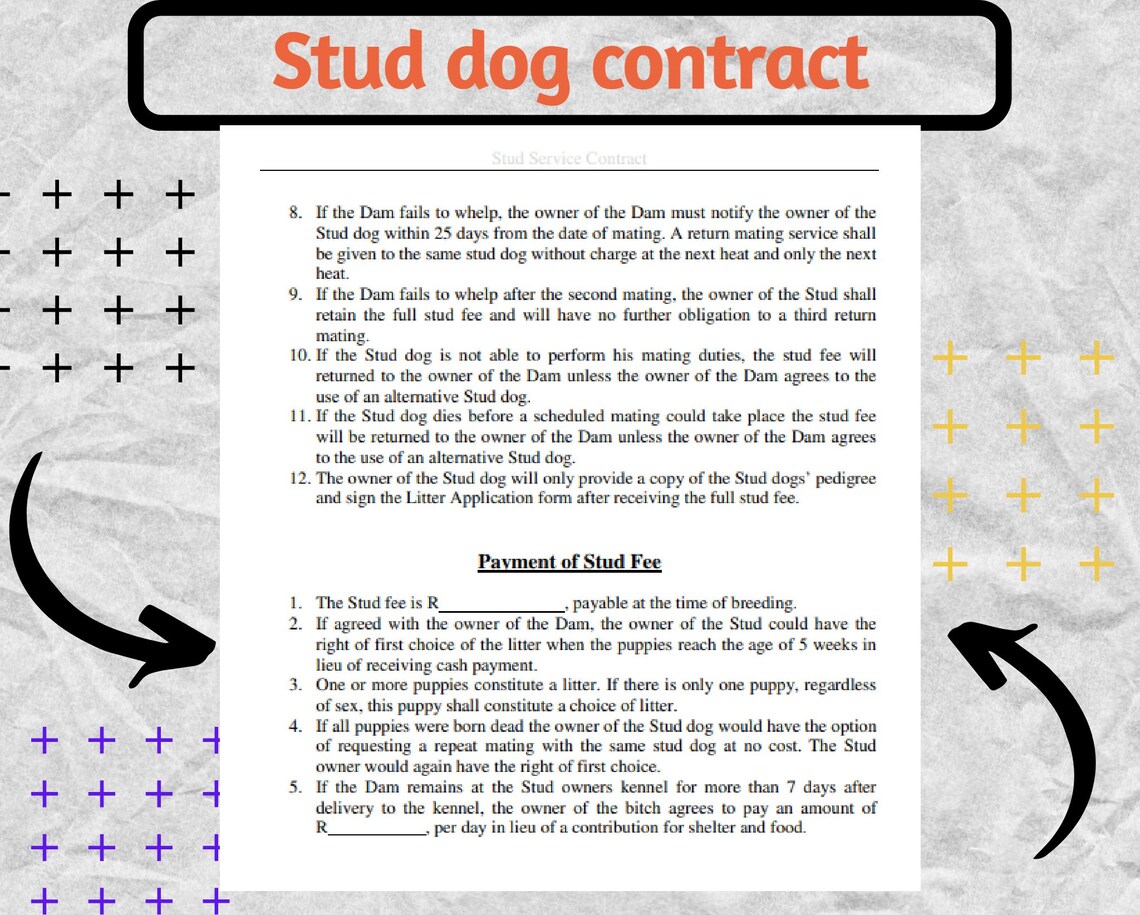 Stud Dog, Stud Dog Contract, Stud Dog Forms, Stud Dog Template, Stud ...