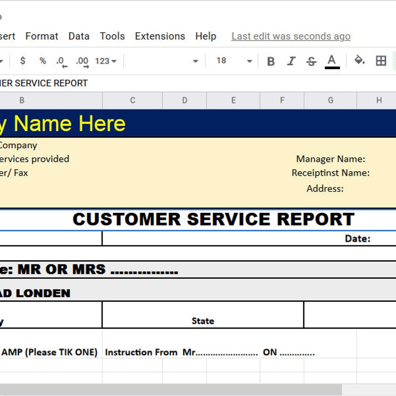 Service Report Template - Etsy