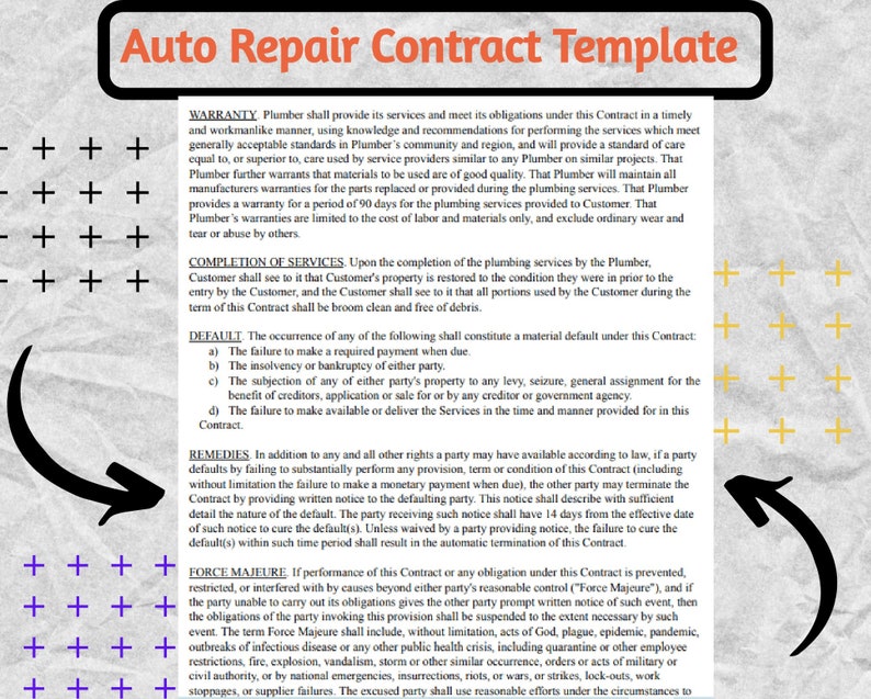 Auto Repair Contract , Auto Repair Forms , Vehicle Repair Contract ...