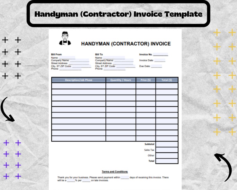 Handyman contractor Invoice Template Handyman contractor - Etsy Handyman contractor Invoice Template Handyman contractor - Etsy