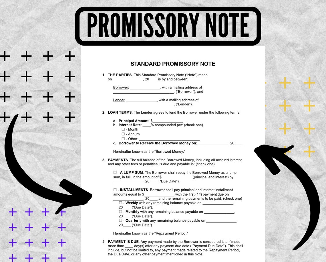 Promissory Note - Standard Promissory Note - Promissory Note Forms ...