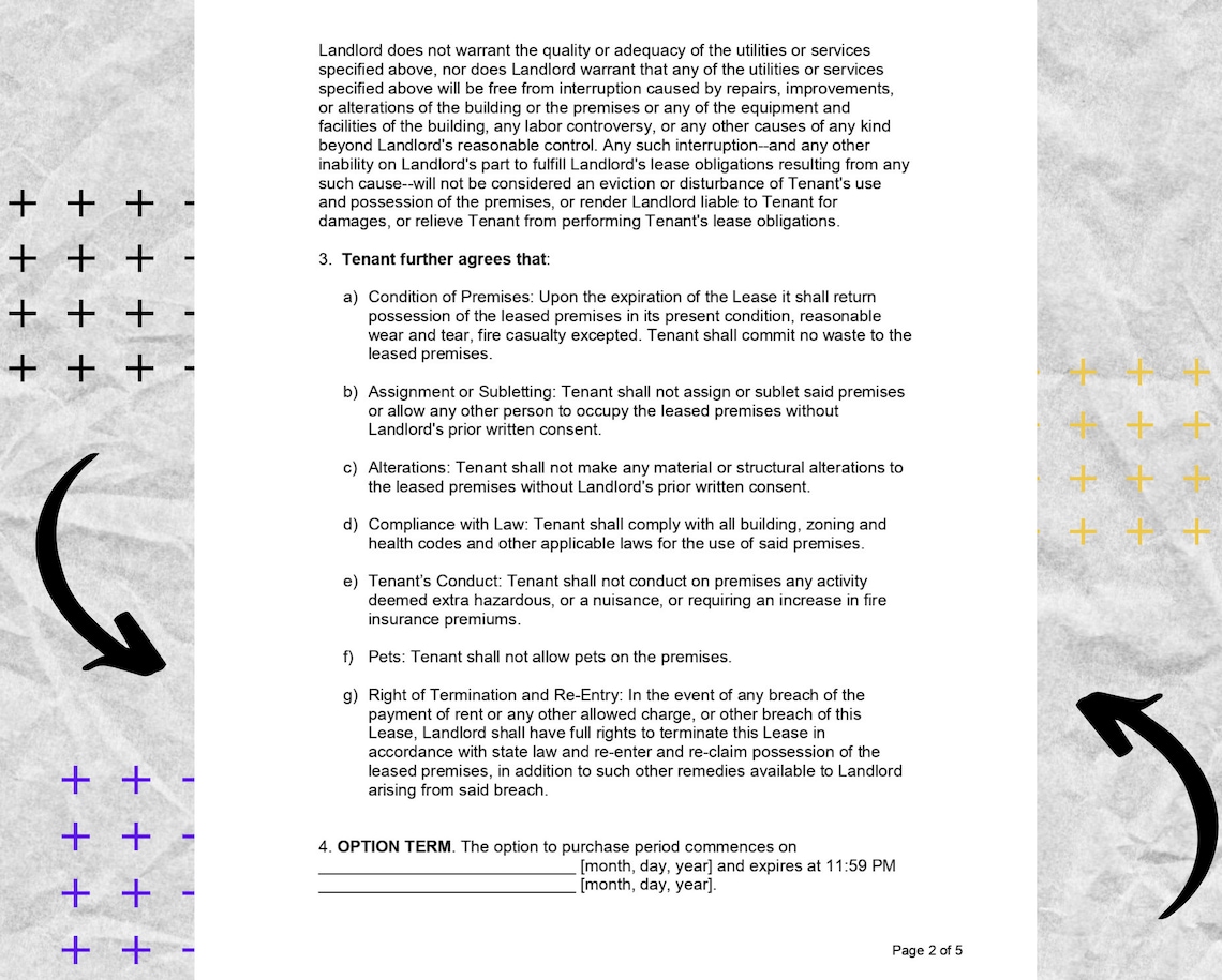 Rent to Own Lease Agreement Template , Lease to Purchase Option ...