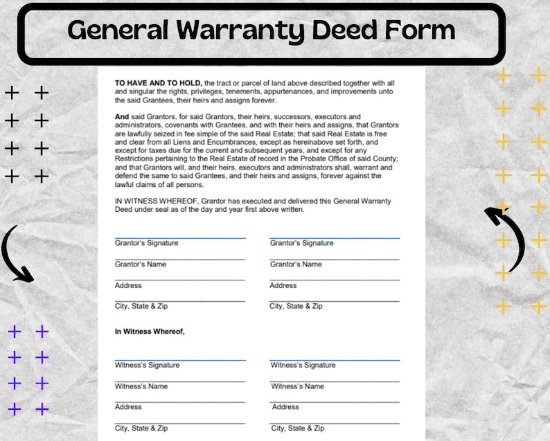 General Warranty Deed Template - General Warranty Deed Form - General Warranty Deed - Etsy