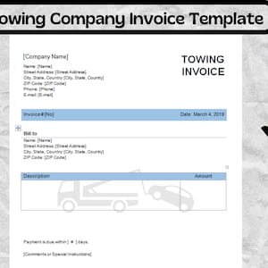Towing Invoice Template - Etsy