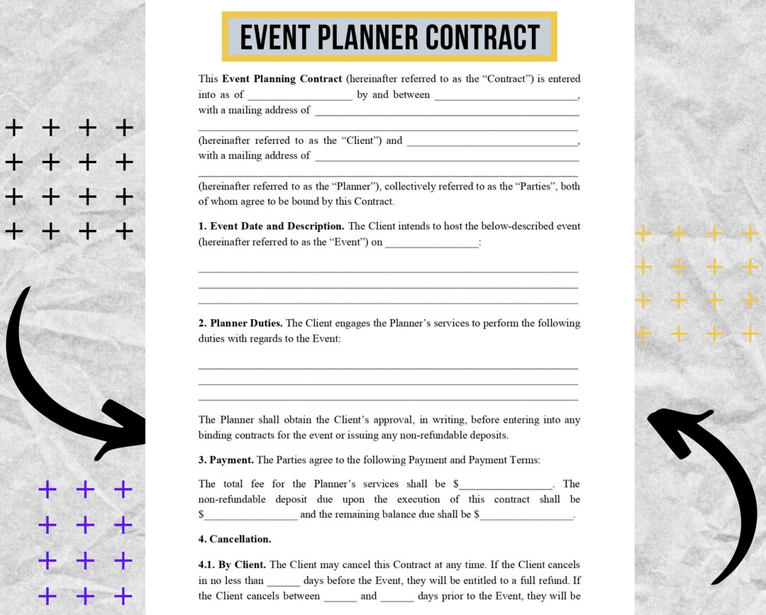 Event Planner Contract , Event Planner Agreement, Simple Event Planner ...