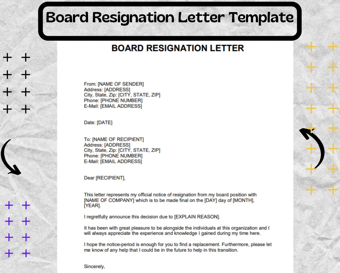 Board Resignation Letter Template - Board Resignation Letter Form ...