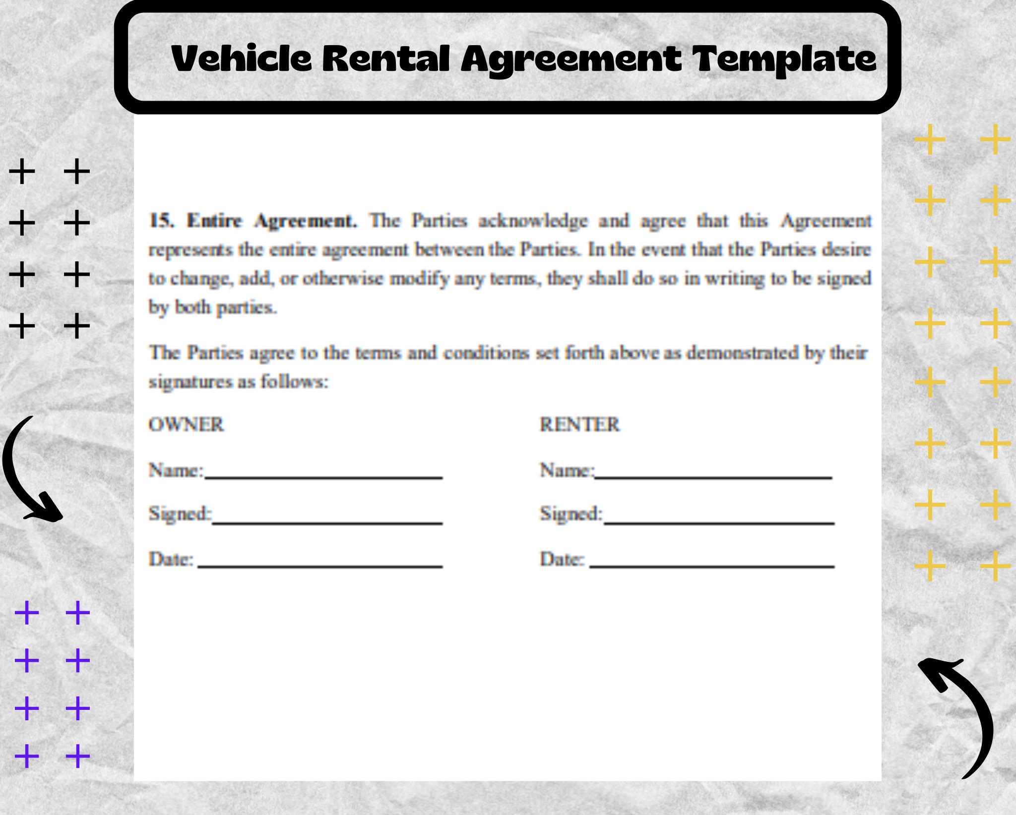 Vehicle Rental Agreement- Vehicle Rental Agreement Template – Vehicle ...