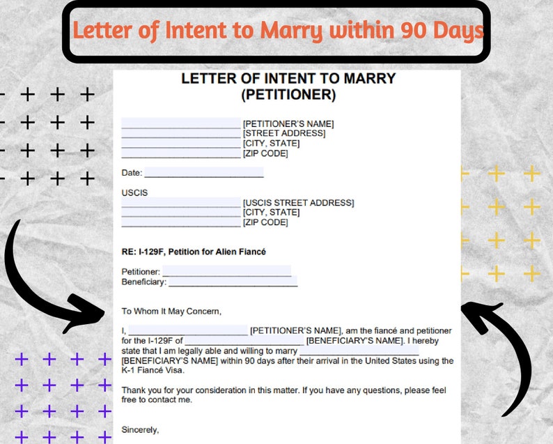 Letter of Intent to Marry Within 90 Days , Petitioner & Beneficiary ...