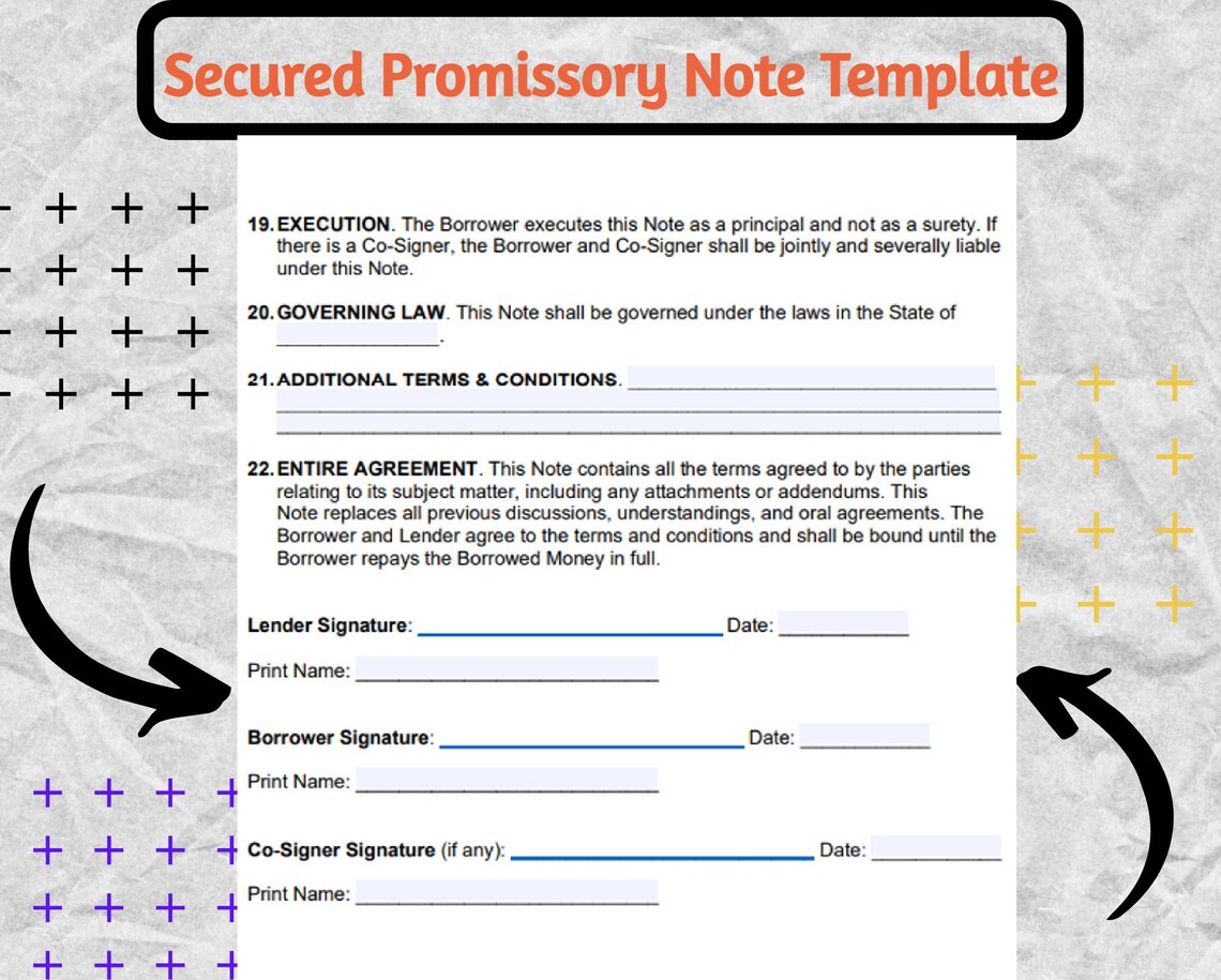 Secured Promissory , Secured Promissory Note Template , Secured ...