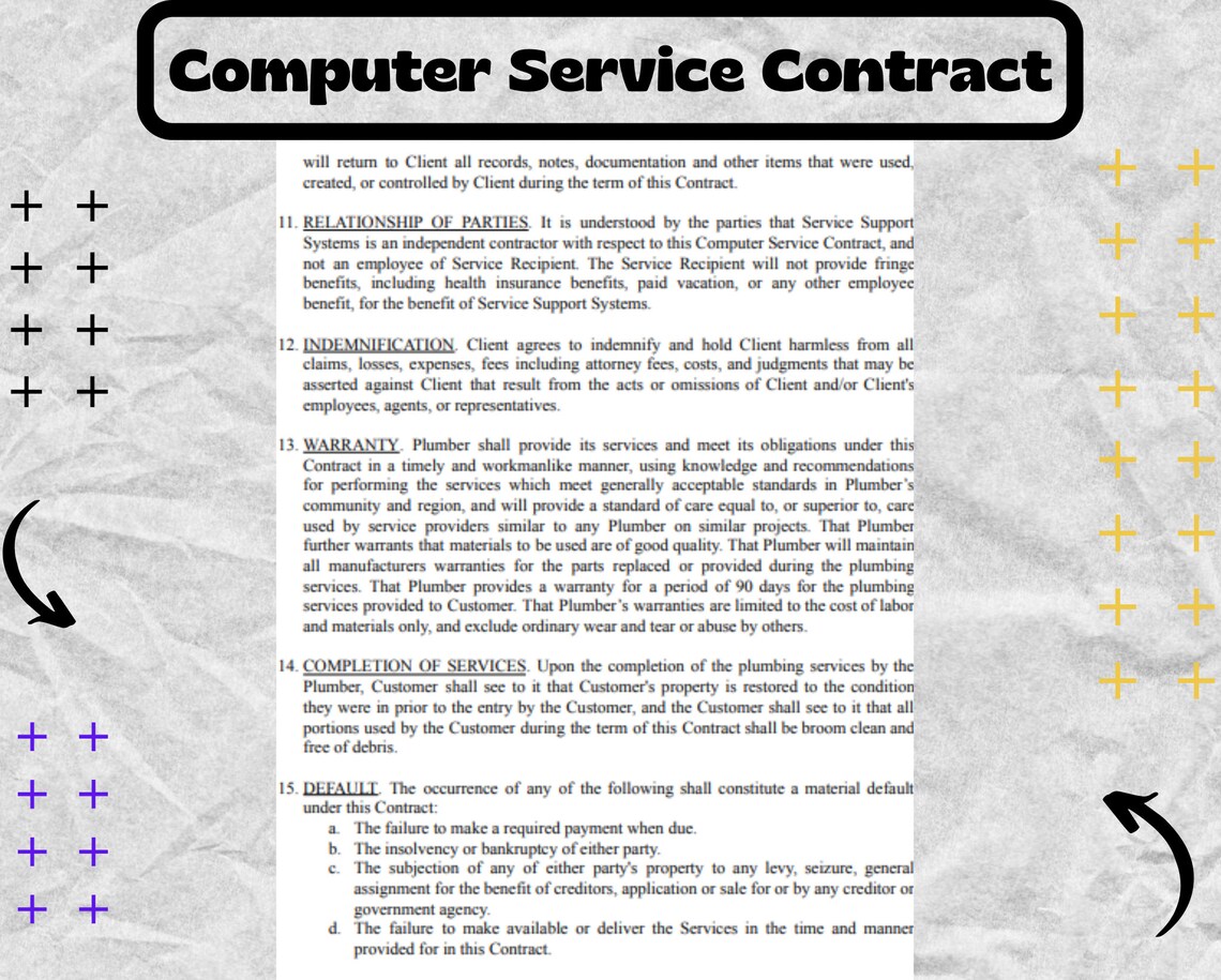 Computer Service Contract Template - Computer Service Contract Forms ...