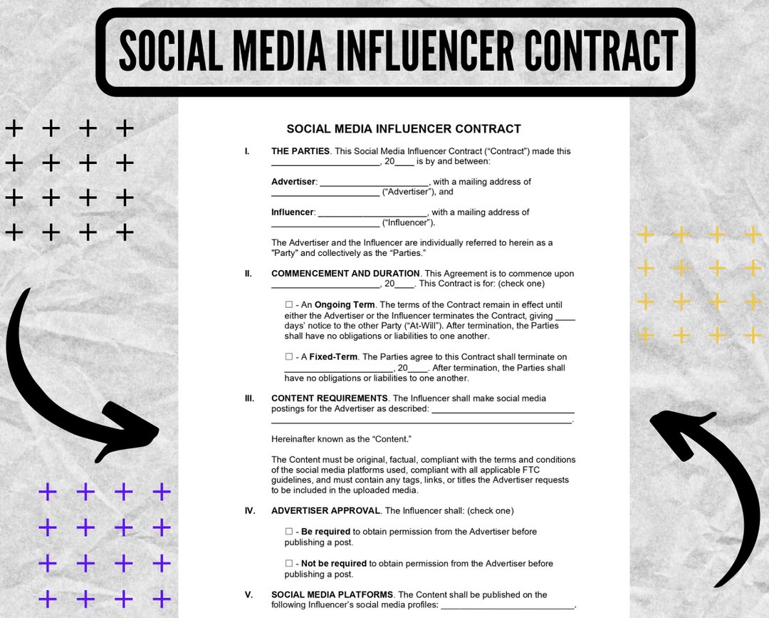 Contrato de Influencer en Redes Sociales , Contrato de Influencer en ...