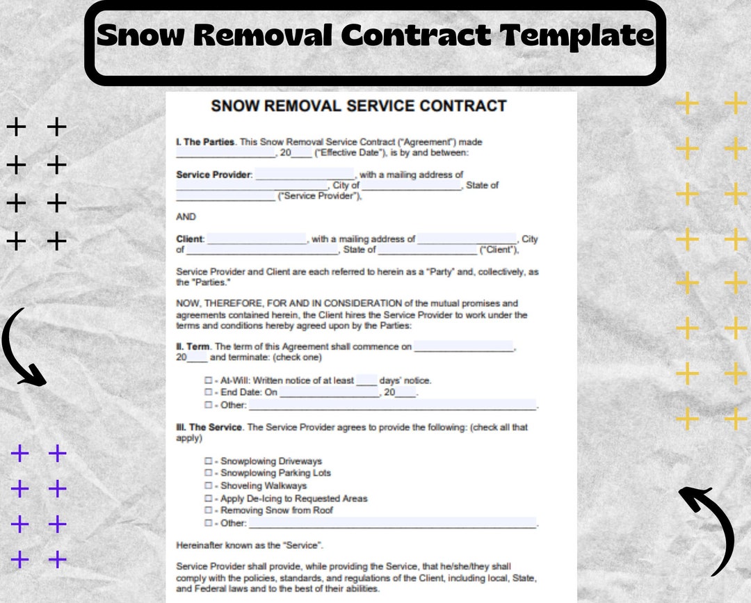 Snow Removal Contract Template - Snow Removal Contract Forms - Snow ...