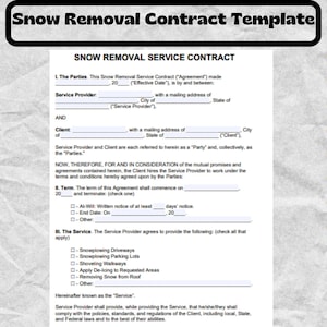 Snow Removal Contract Template - Snow Removal Contract Forms - Snow ...