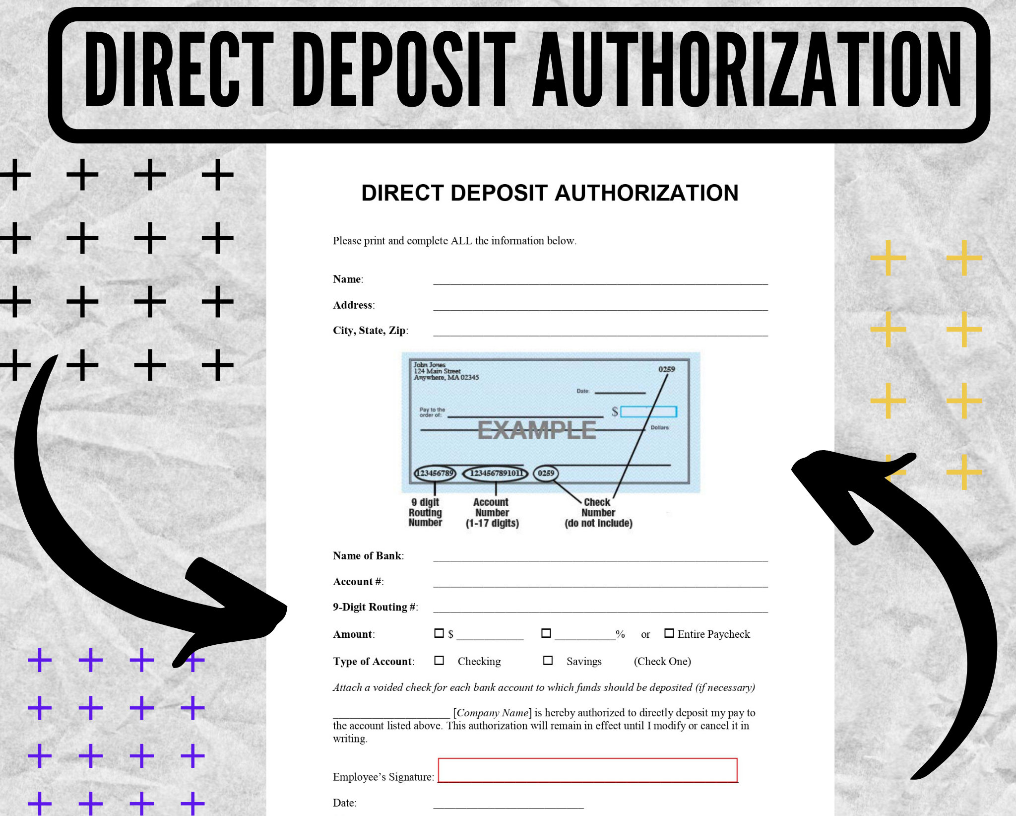 Direct Deposit Authorization Direct Deposit Authorization Etsy UK