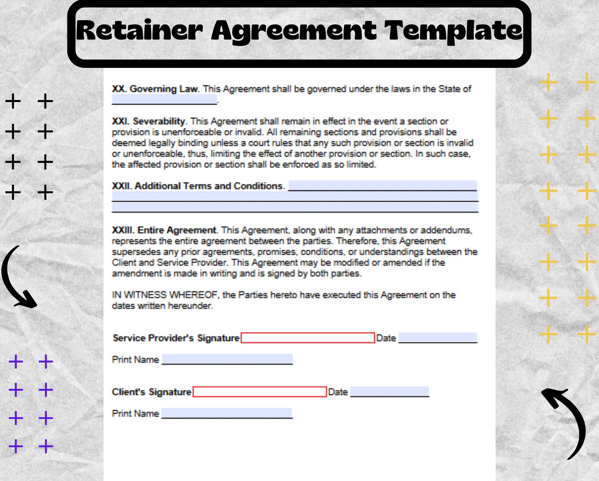 Retainer Agreement Template | Sample - Retainer Agreement Form - Etsy