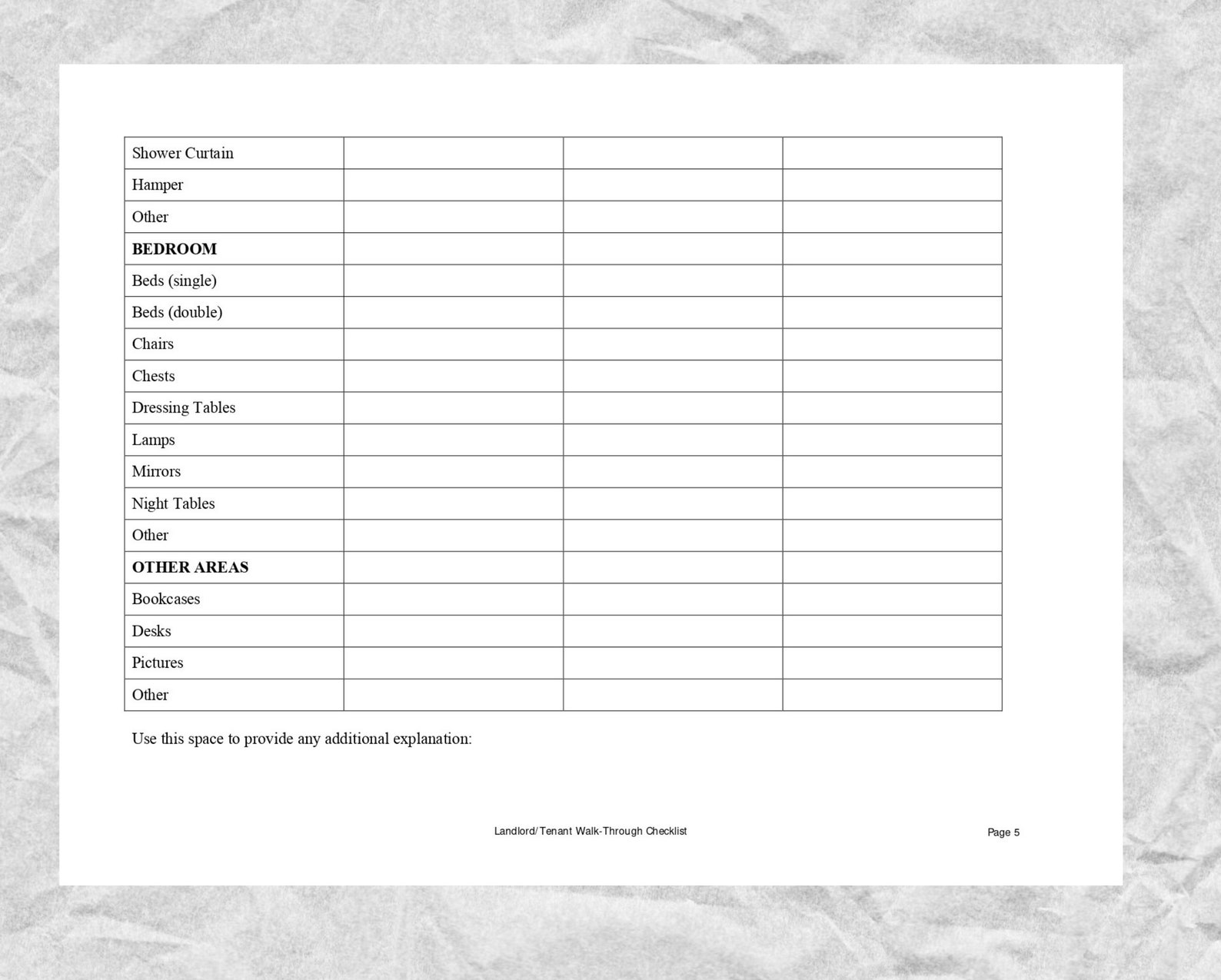 Landlord Tenant Walkthrough Checklist Form , Landlord Tenant ...