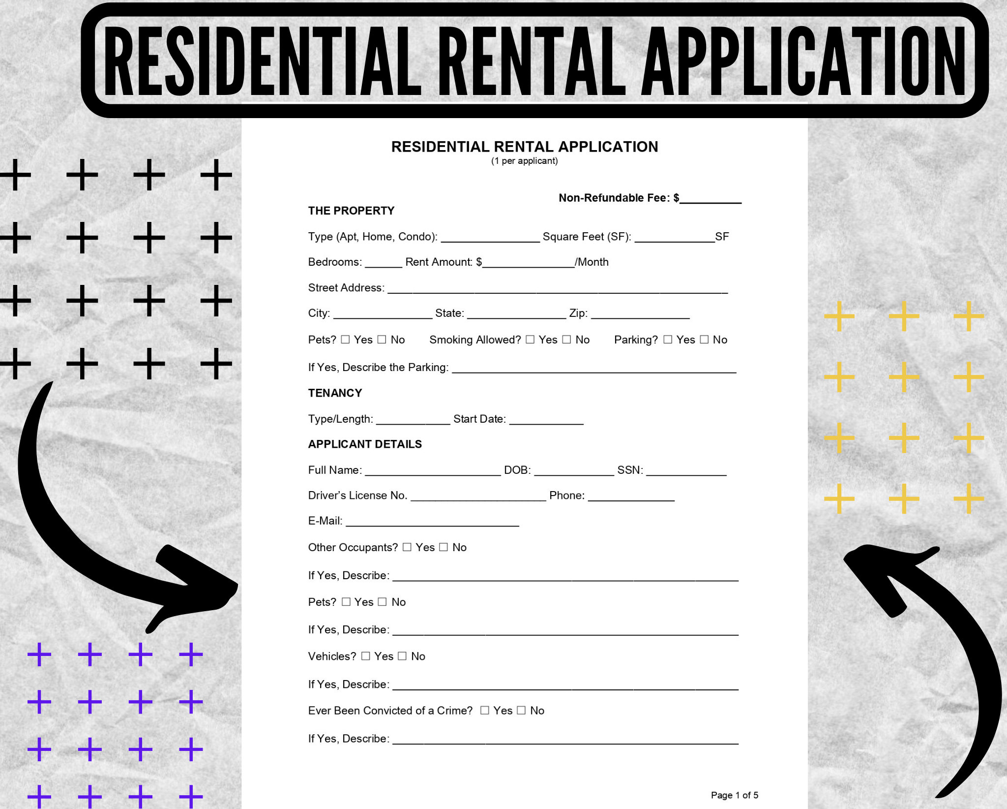 Residential Rental Application Form - Rental Application Template ...