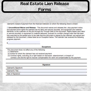 Real Estate Lien Release - Real Estate Lien Release Form - Real Estate ...