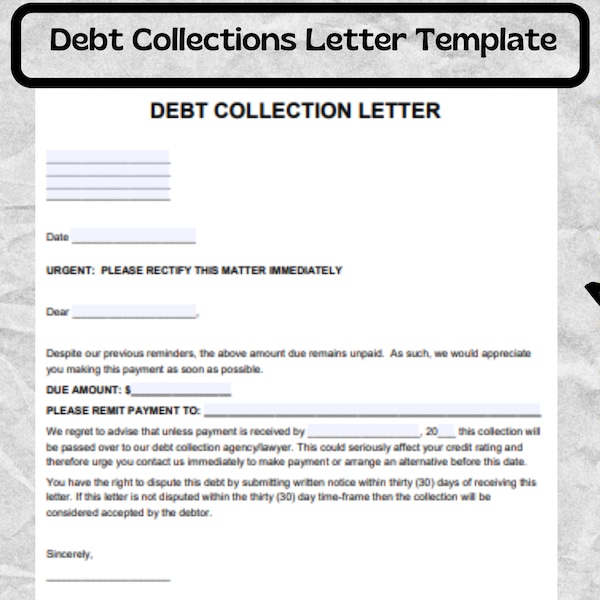Debt Collection Letter Template - Etsy