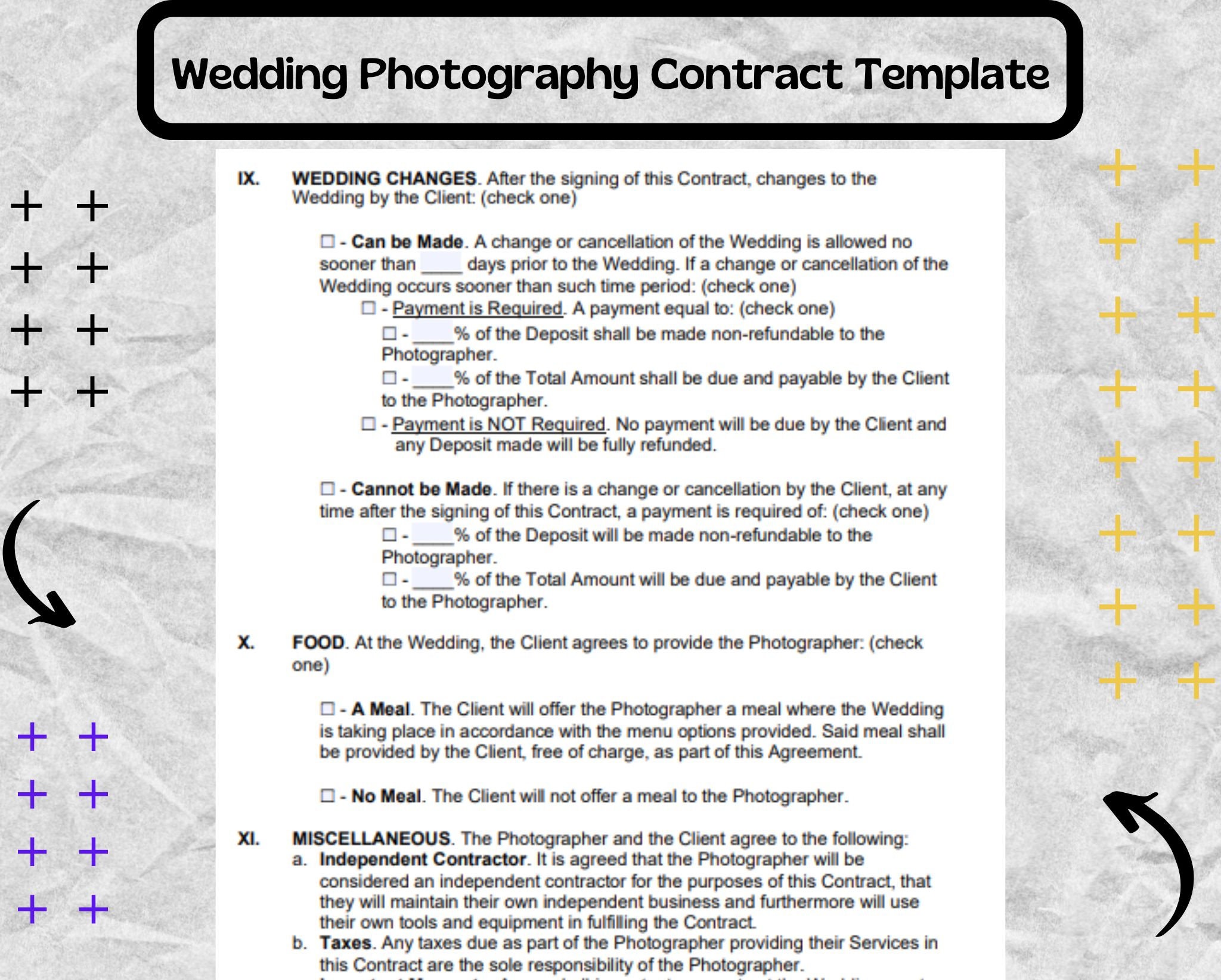 Wedding Photography Contract Template Wedding Photography - Etsy