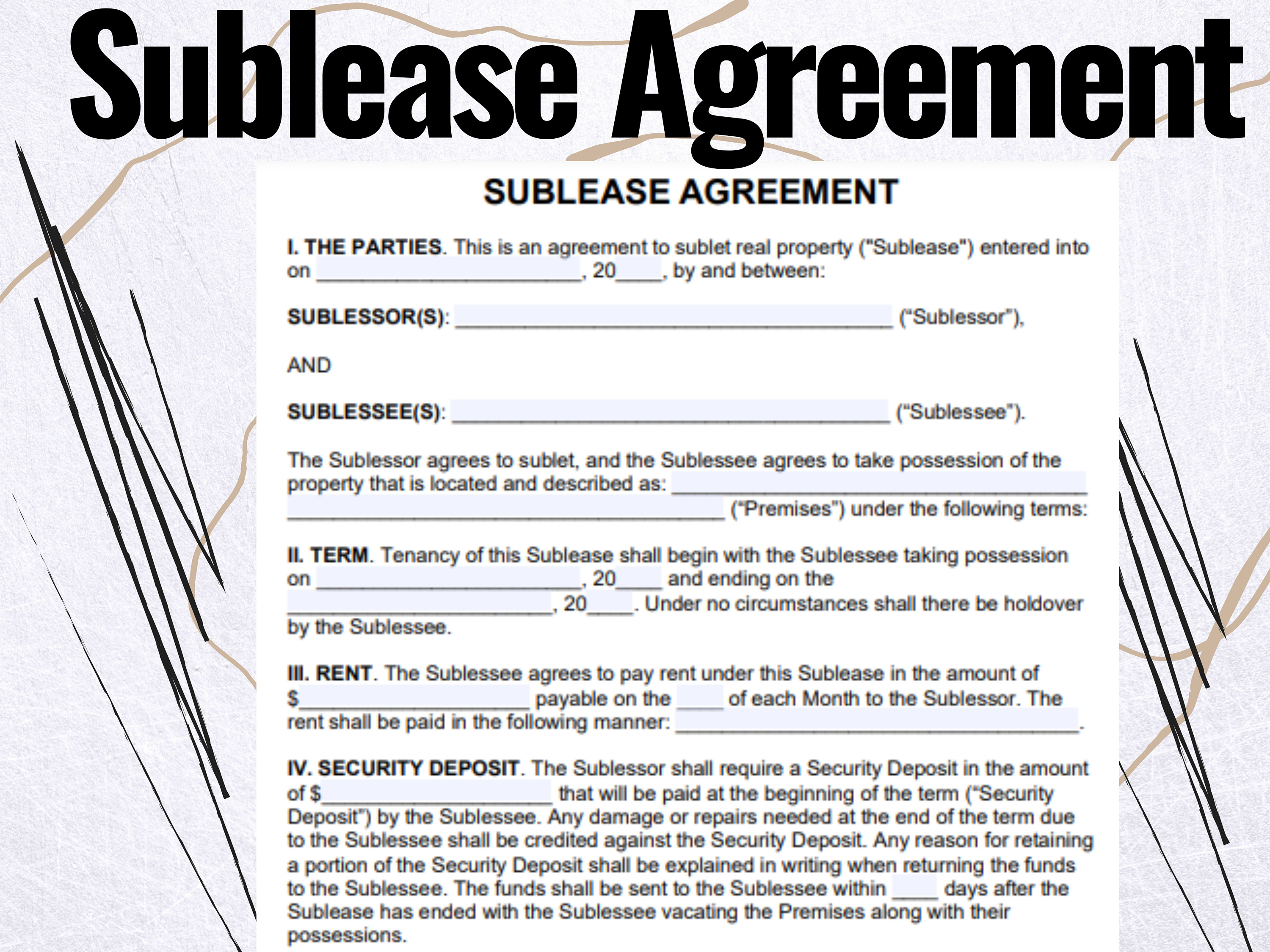 Sublease Agreement, Sublease Agreement Template, Sublease Agreement ...