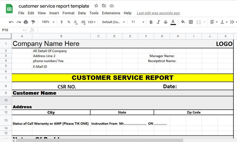 Service Report Template, Customer Service Report Template, Services ...