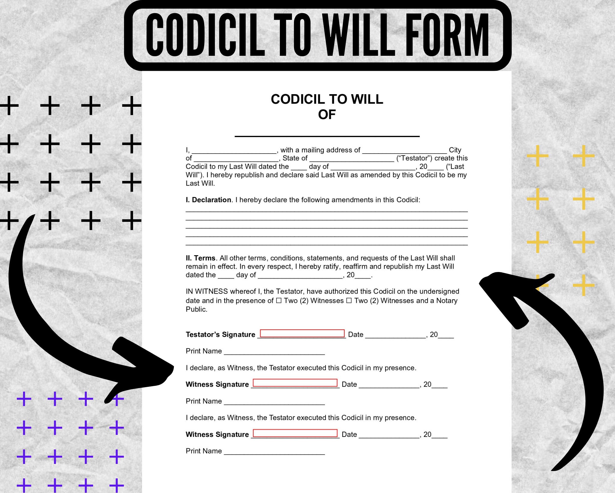 Will Codicil Will Codicil Form Will Codicil Templates Etsy Canada