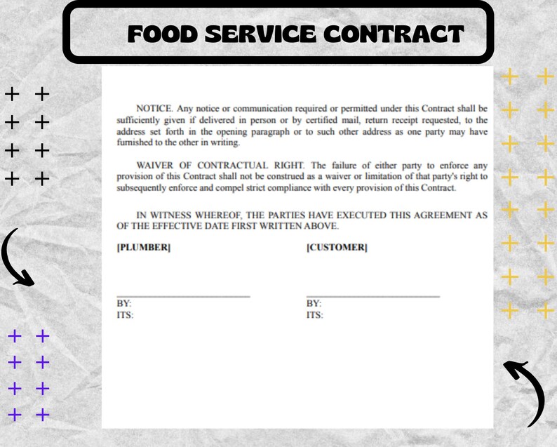 Food Services Contract Agreement Food Services Contract - Etsy