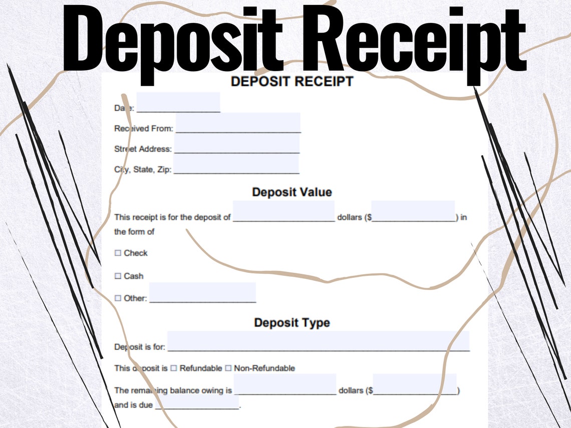 Deposit Receipt - Deposit Receipt Form - Deposit Receipt Template -MS ...