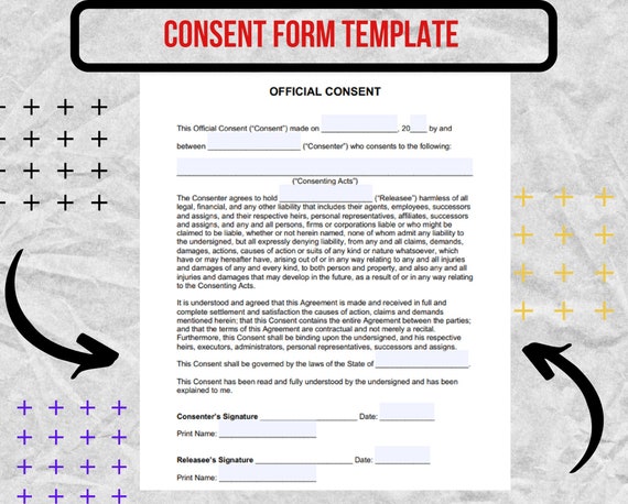 Consent Form Template Consent Form Official Consent | Etsy