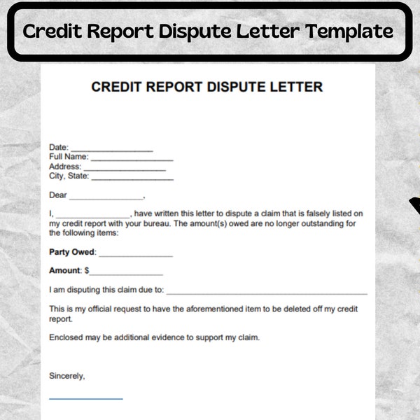 Credit Report Letter Template - Etsy