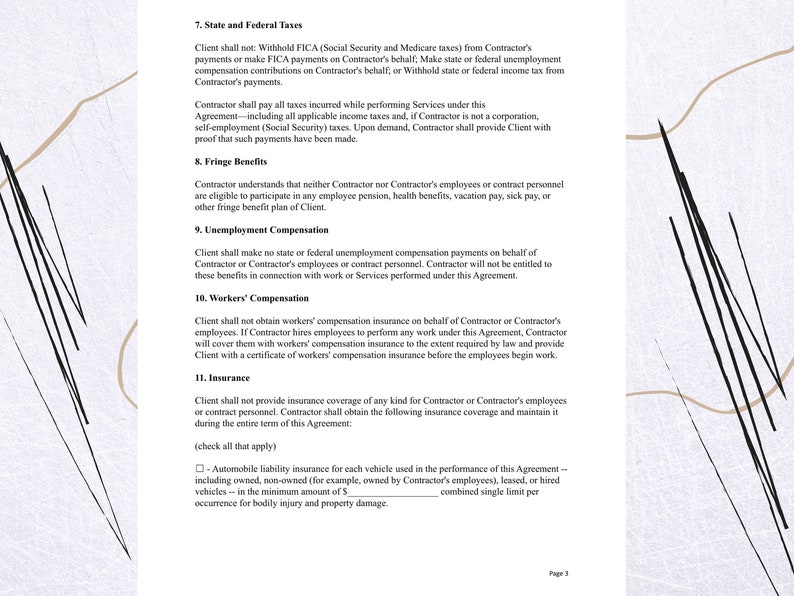 Truck Driver Contract Form - Truck Driver Independent Contractor ...