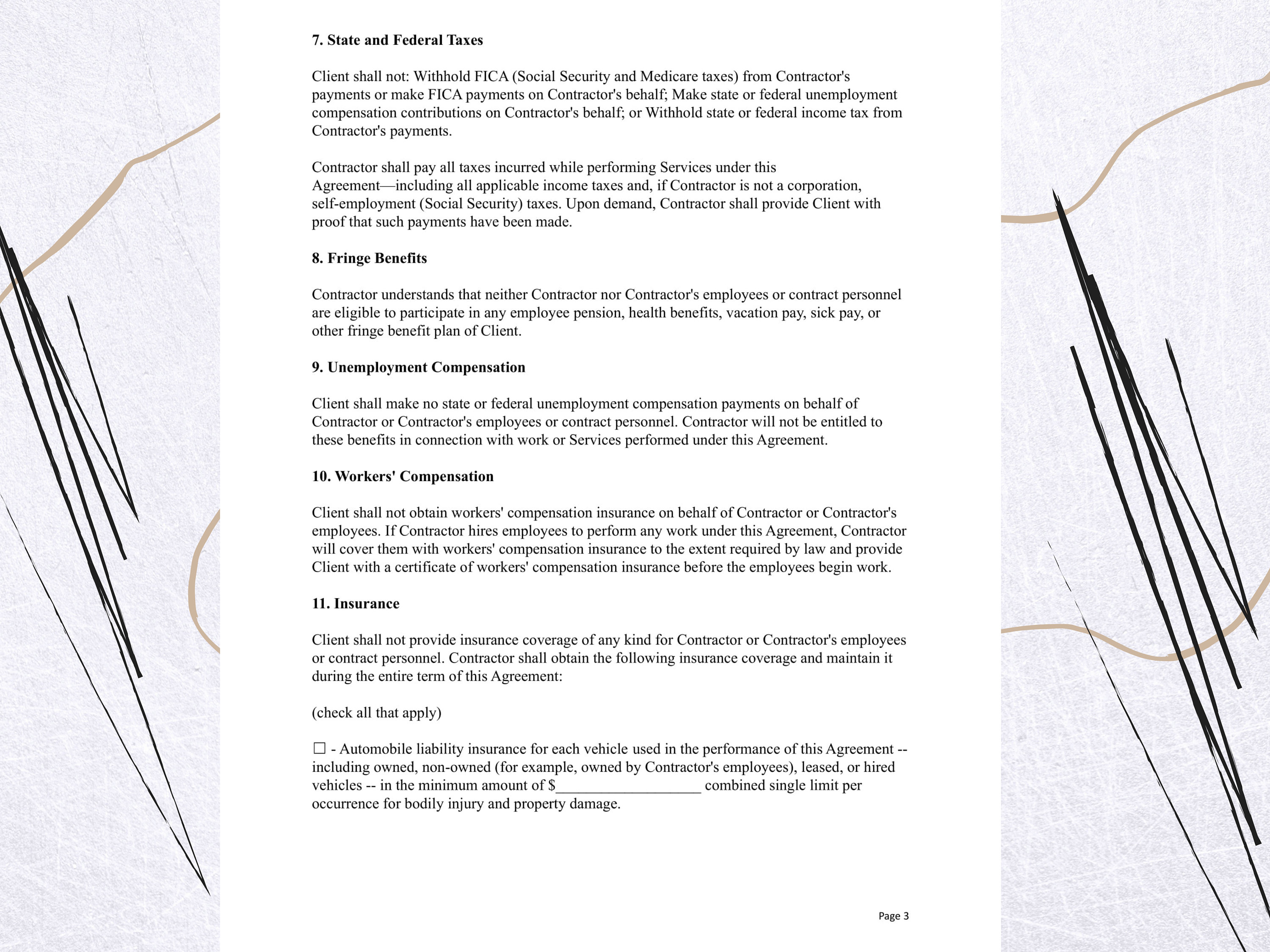 Truck Driver Contract Form - Truck Driver Independent Contractor ...