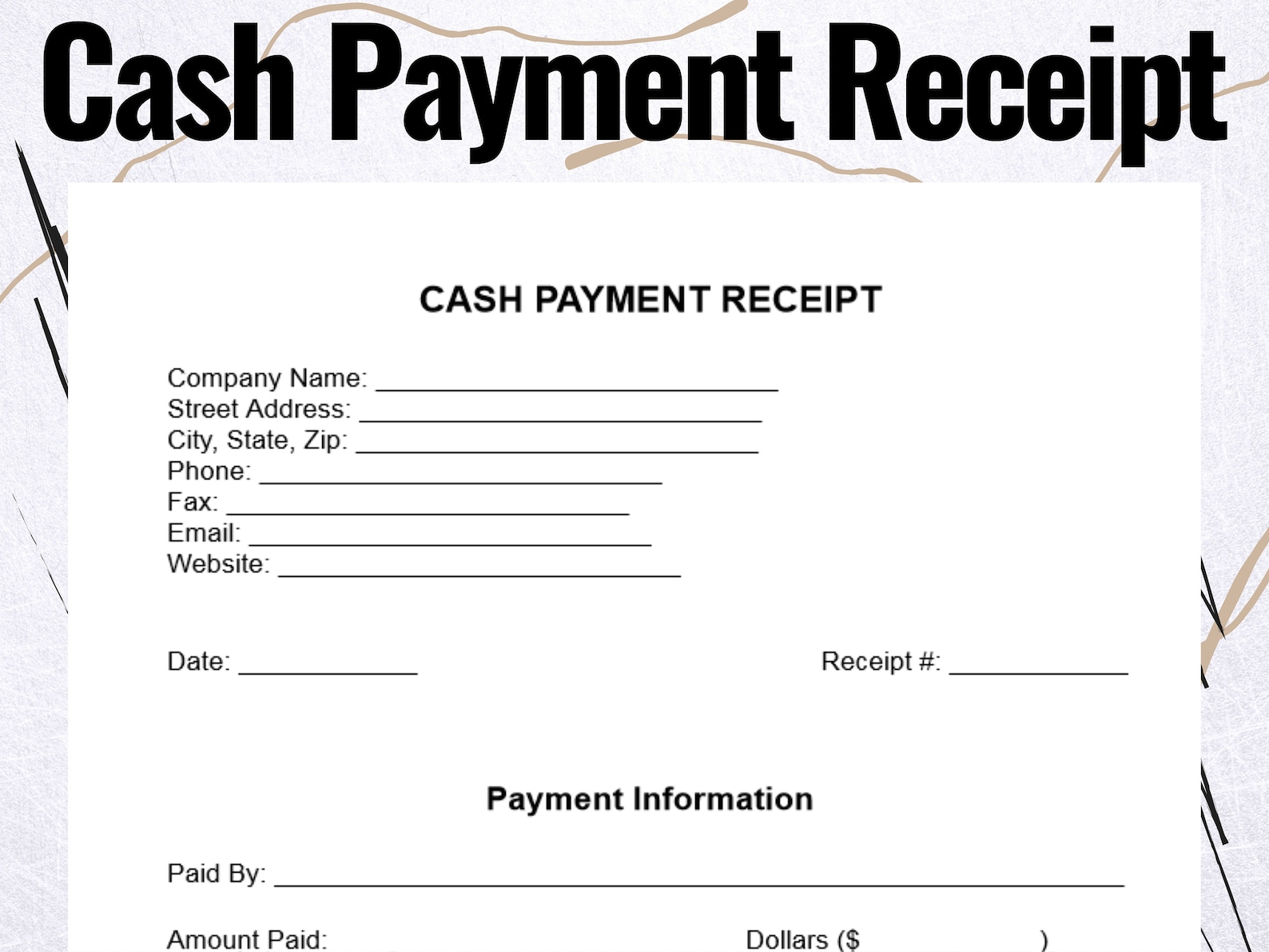 Cash Payment Receipt, Cash Payment Receipt Forms, Cash Payment Receipt ...
