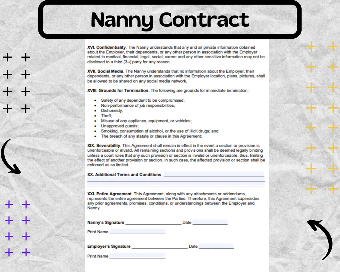 Nanny Contract - Nanny Contract Template - Nanny Contract Forms - Etsy