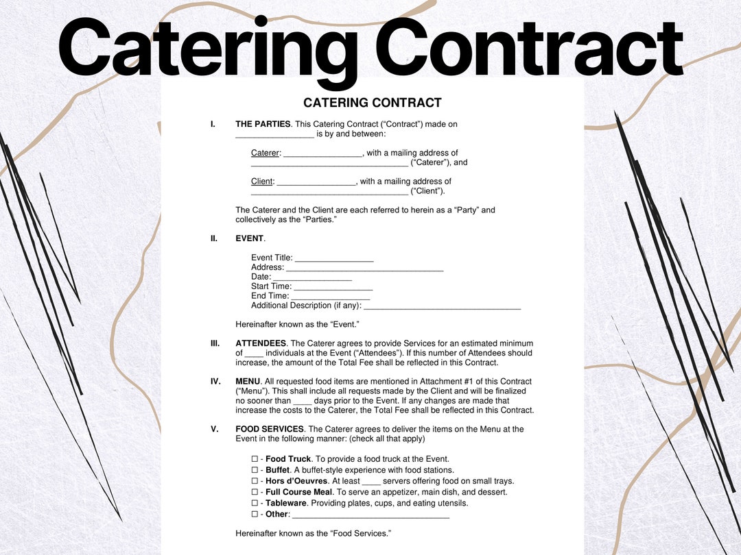 Catering Contract , F&B Contract , Catering Contract Template ...