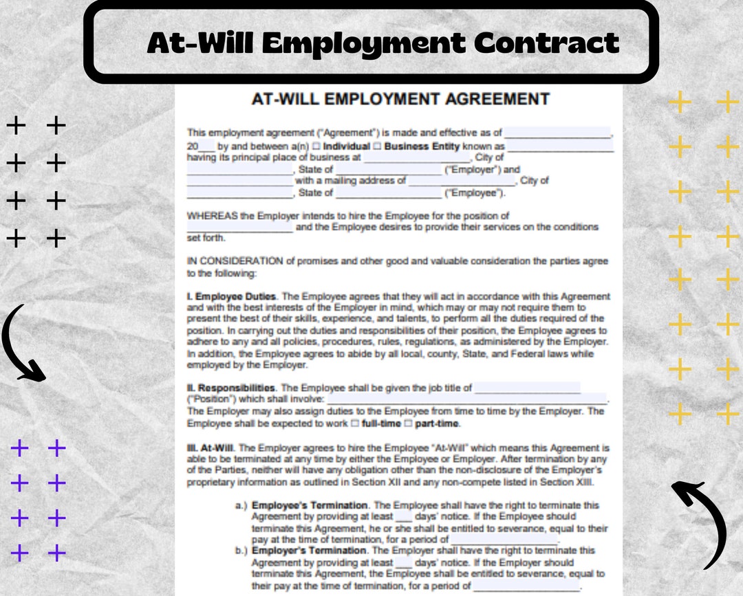 At-will Employment Contract - At-will Employment Contract Form - At ...