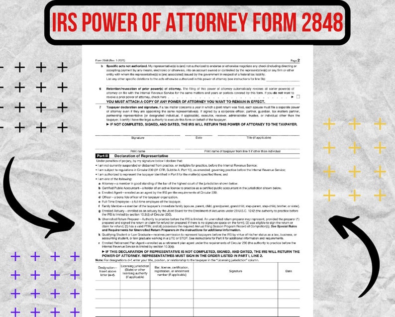 IRS Power of Attorney Form 2848 | Revised Jan. 2021 | IRS Power of ...