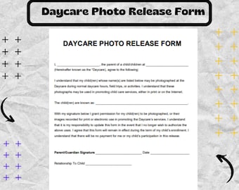 Daycare Photo Release Form, Daycare Photo Release Form Template, Child ...