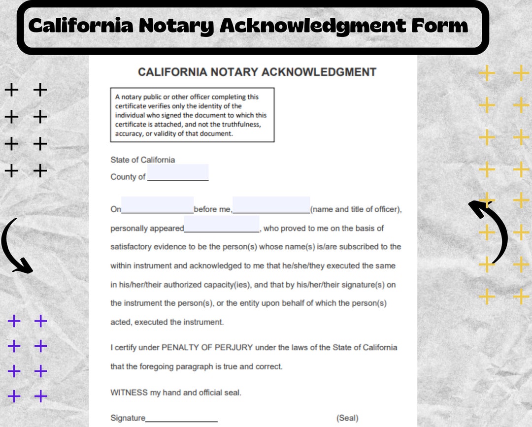 California Notary Acknowledgment Form, California Notary Acknowledgment ...